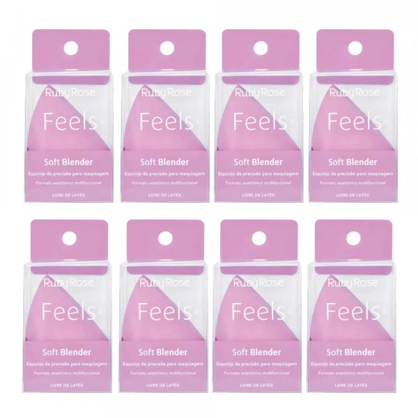 Box Fechado 8 Unidades Esponja de Maquiagem Ruby Rose Soft Blender Feels - HB-S01 | Shopee Brasil