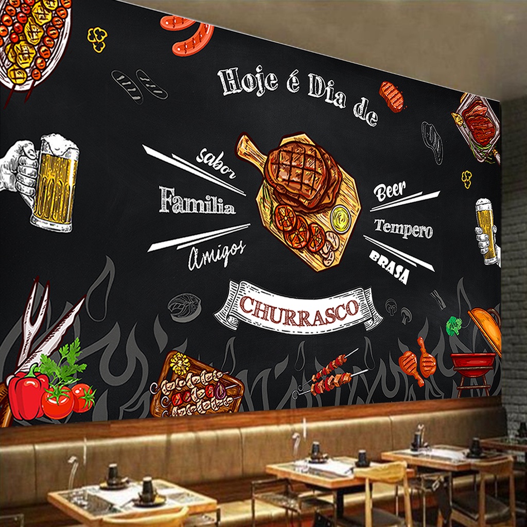 Adesivo Decorativo de Parede Restaurante Cozinha Churrascaria ...