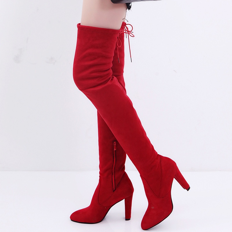 Bota Feminina Salto Alto De Camurça Longa Plus Size 35-43 (Please Buy ...