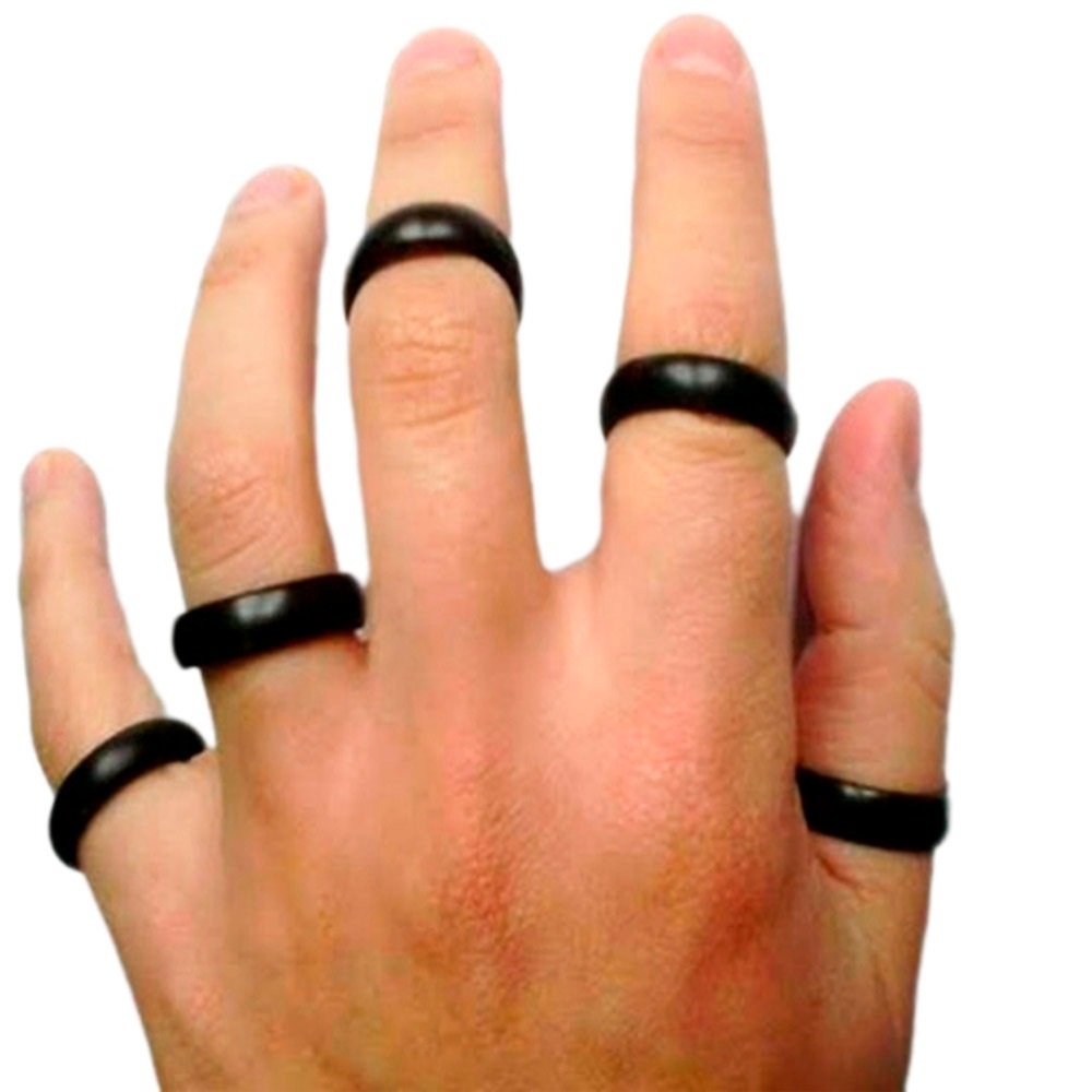 kit 5/10 Anéis De Coco Tucum Aliança Alta De Qualidade Preto (anel de ...