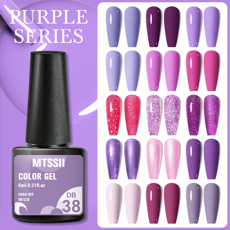 MTSSII 6ml Série Roxa Gel Prego Embeber UV Semi Permanente Cor DIY Verniz Base Superior Casaco ...