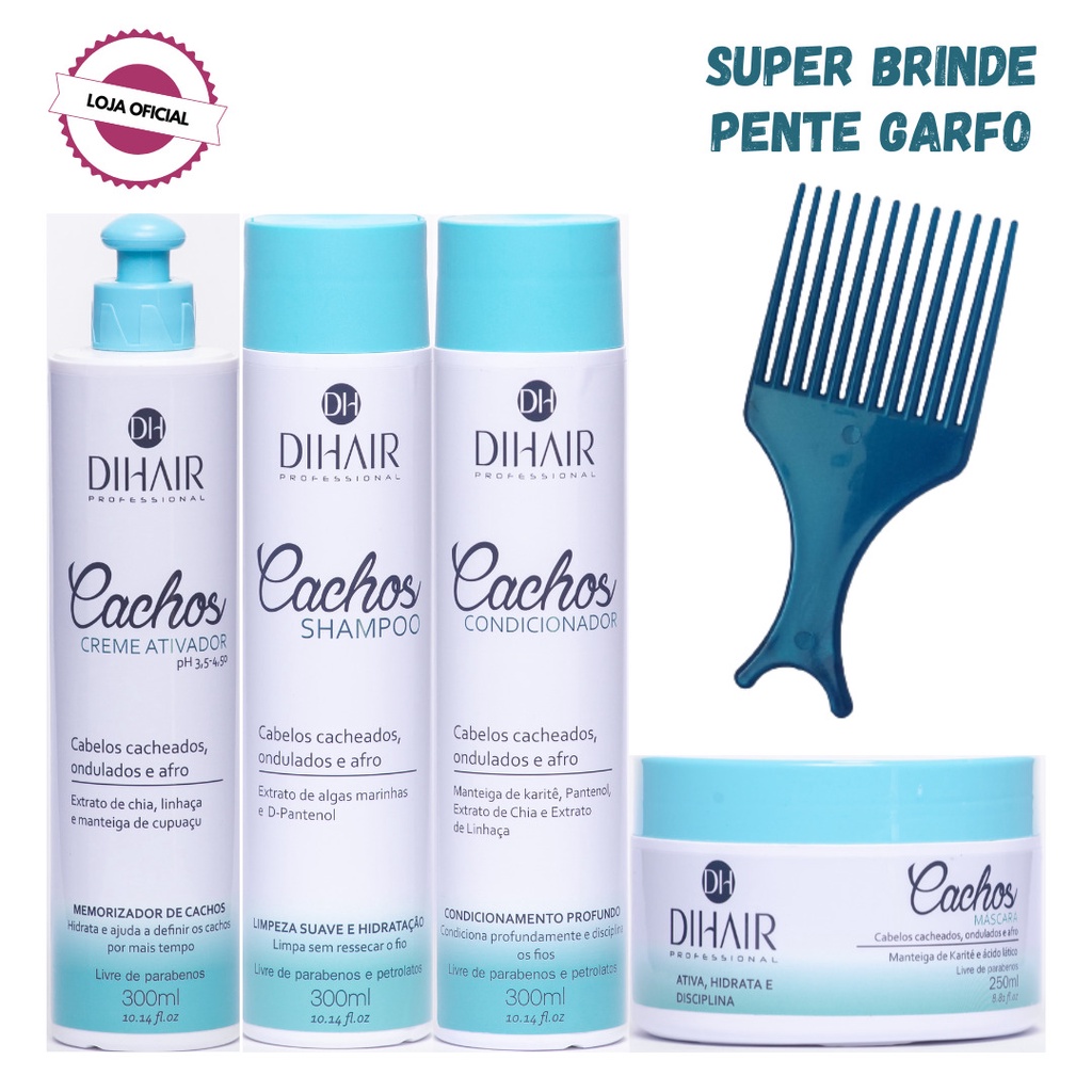 Kit Cachos tratamento Completo 4 passos - Cachos definidos Dihair ...