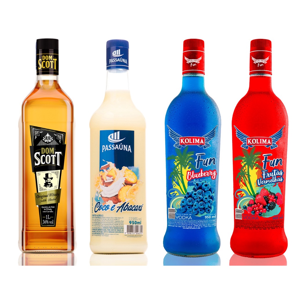 KIT4 Un Coqueteis Dom Scott Coco c/ abacaxi Kolima Blueberry e F ...