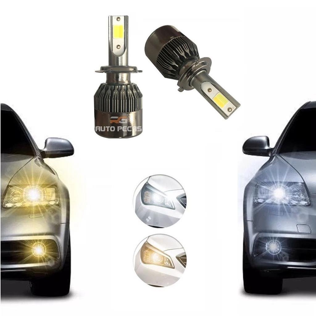 Par Lampada Super Led 2D Automotiva Dual Color 6000K e 3000K H27 ...