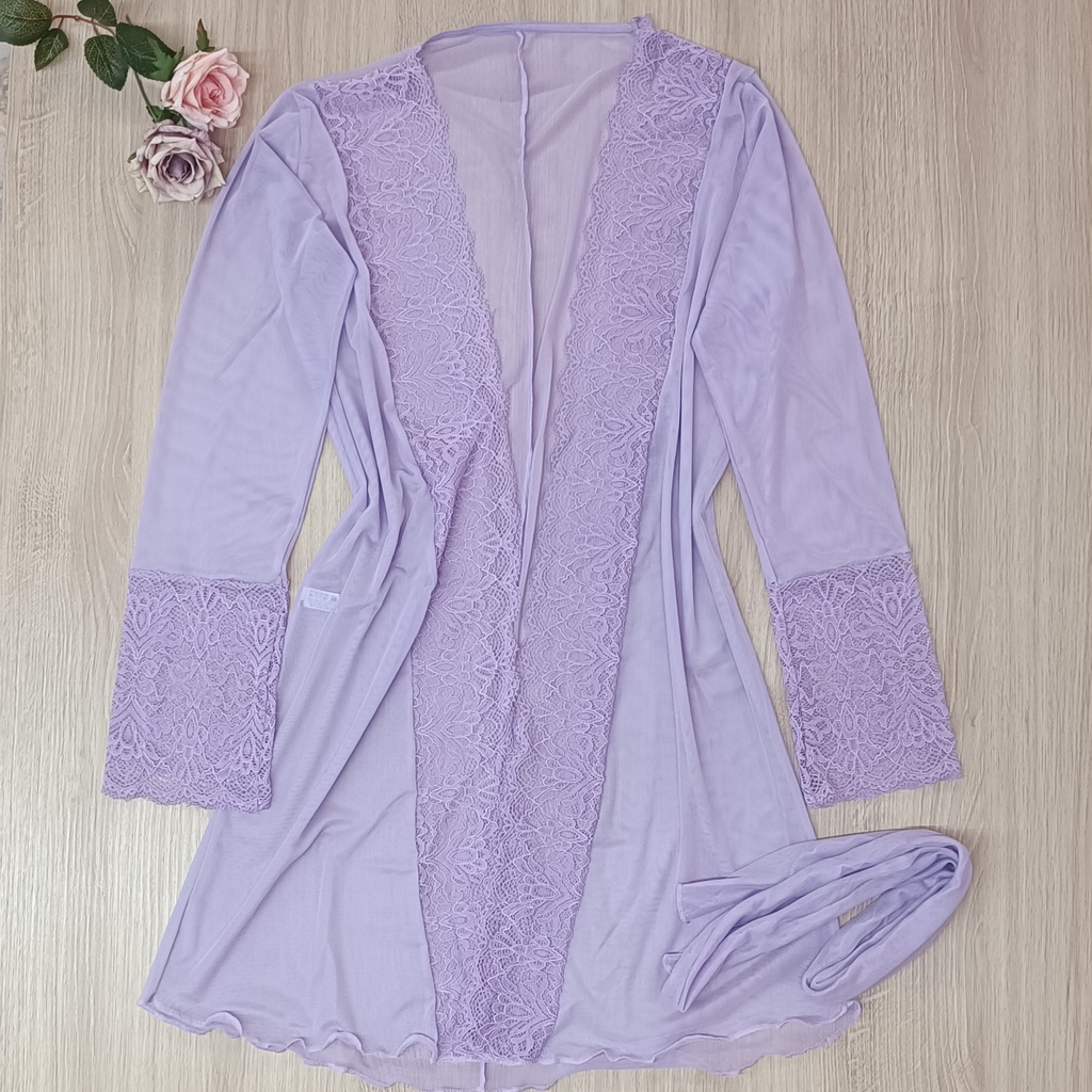 Robe deTule Renda Hobby luxo Sensual Transparência 566 | Shopee Brasil