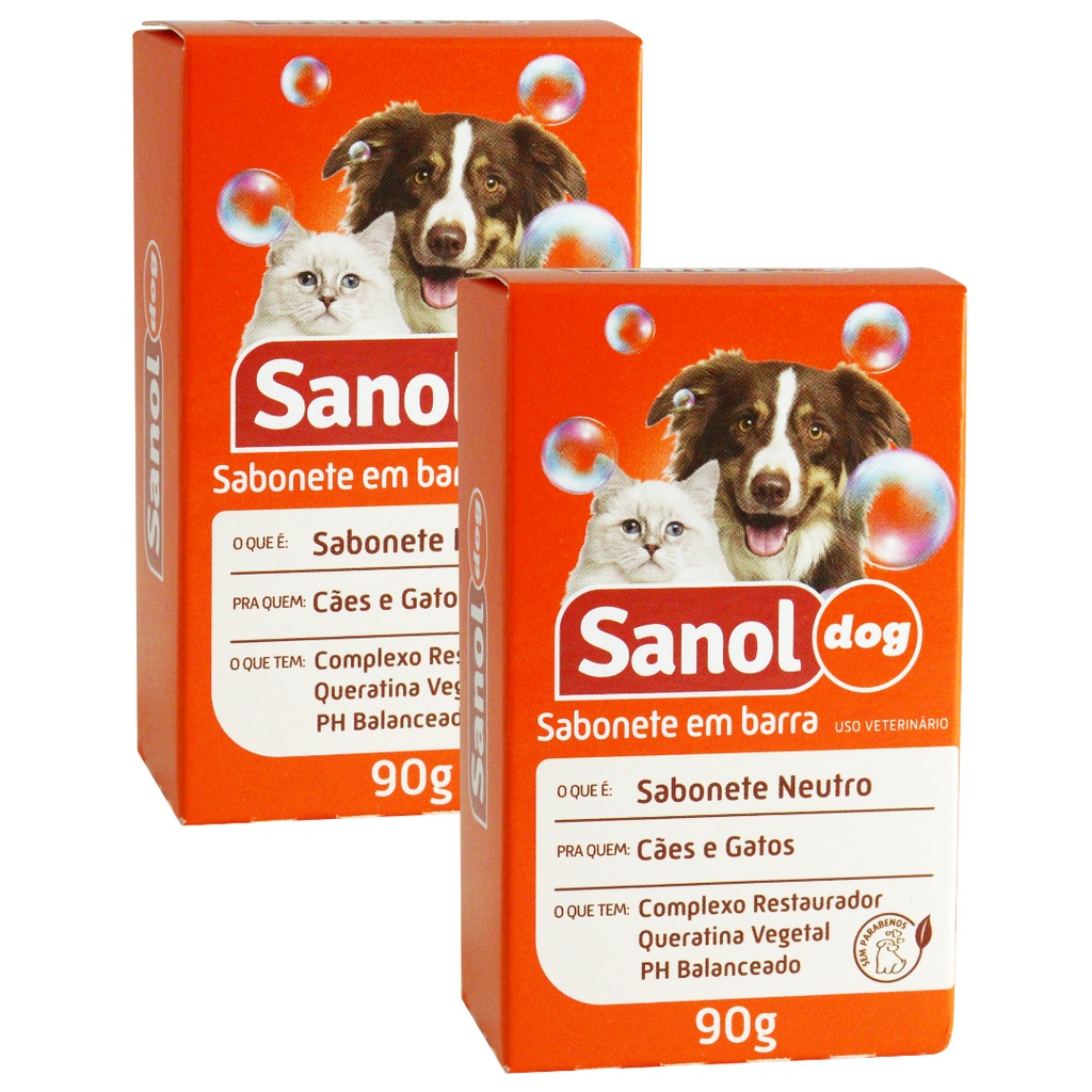 Kit Com 2 Sabonete Em Barra Neutro Sanol Dog 90g | Shopee Brasil