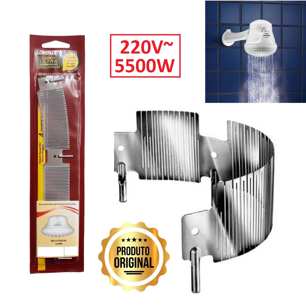 Resistência Lorenzetti ORIGINAL 220v 5500W Loren Ultra Maxi Banho ...