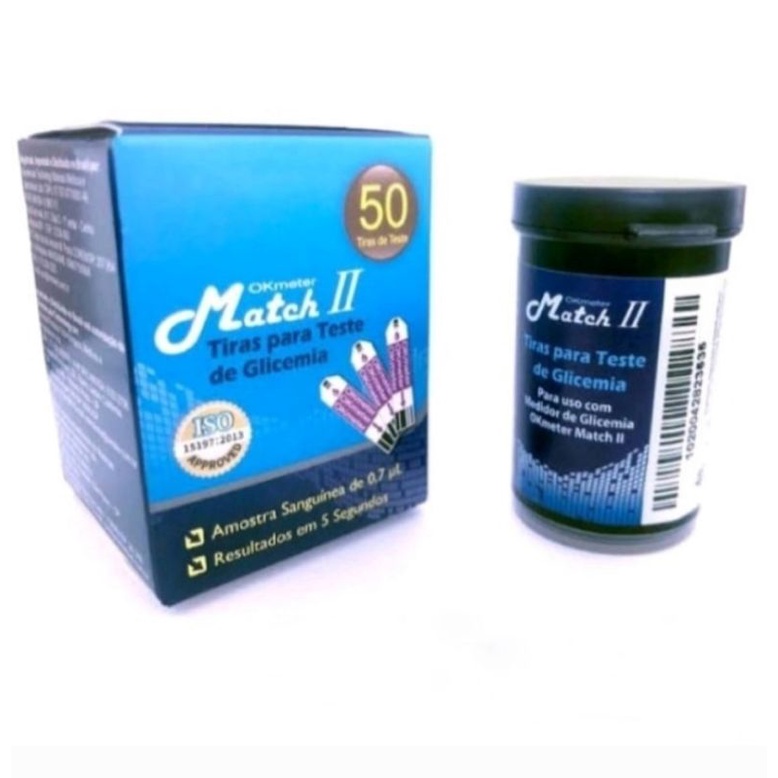 KIT TIRA DE MEDIR GLICEMIA GLICOSE MATCH II - OKMETER | Shopee Brasil