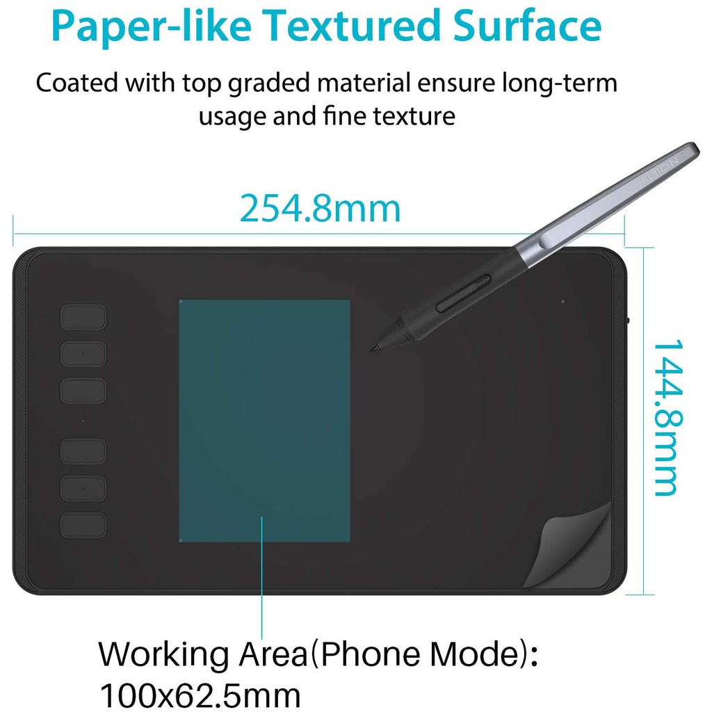 Huion H640P Graphics Desenho Tablet Stylus com 6 teclas expressas ...