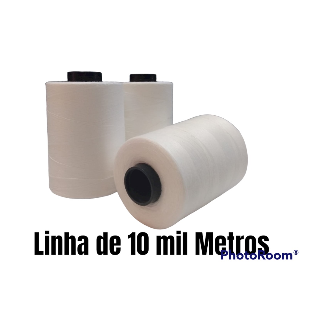 Linha de Maquina de Costura Reta 1 Cone de 10.000 mts Branca Fio Forte ...