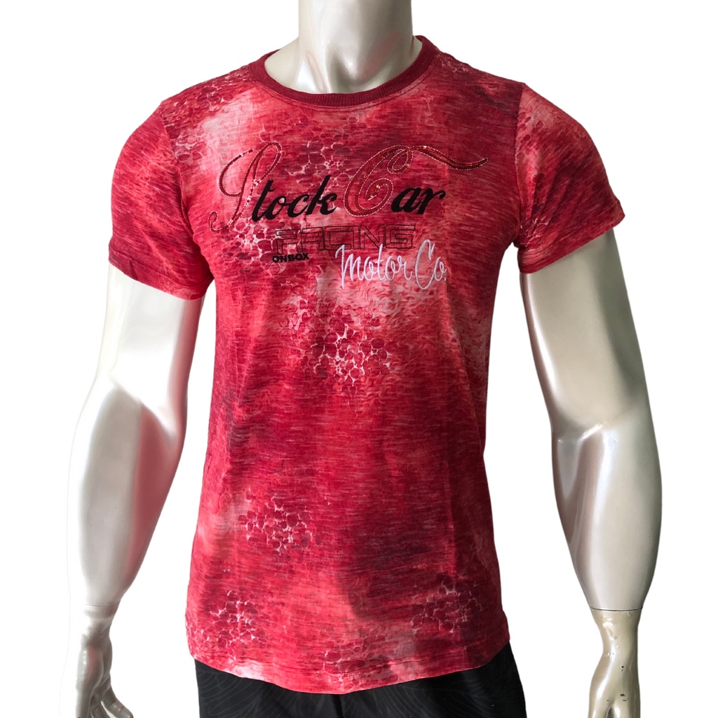 Camiseta Slim Fit Masculina Gola Careca Manga Curta Flamê Estampado e ...