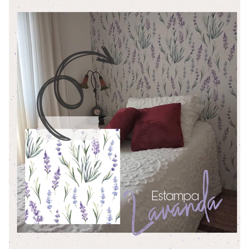 Tecido de parede autocolante papel de parede - Lavanda 2,80x1,40cm ...