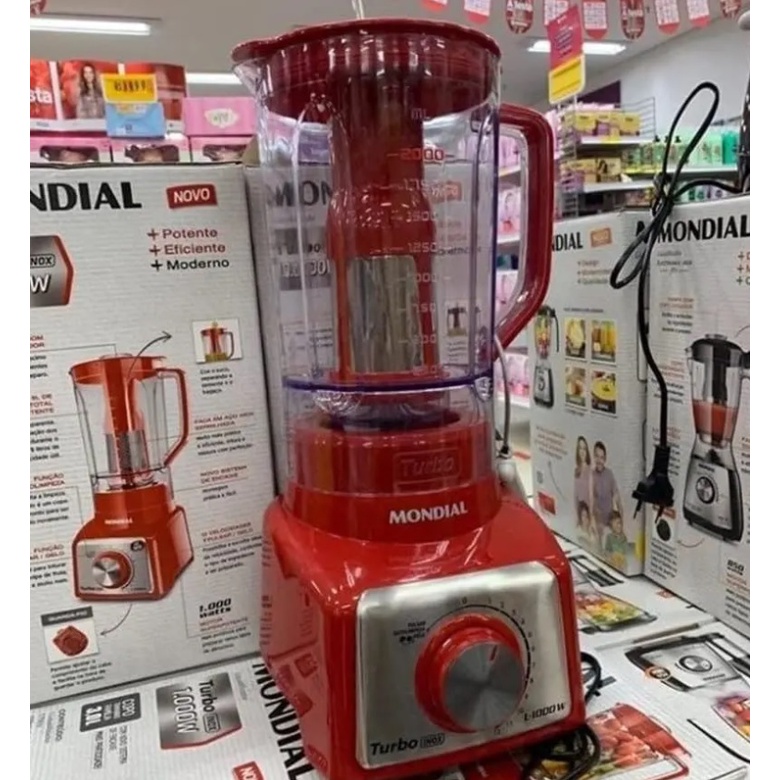 Liquidificador Mondial L-1200 Ri Turbo Inox 1200w - 127v Vermelho ...