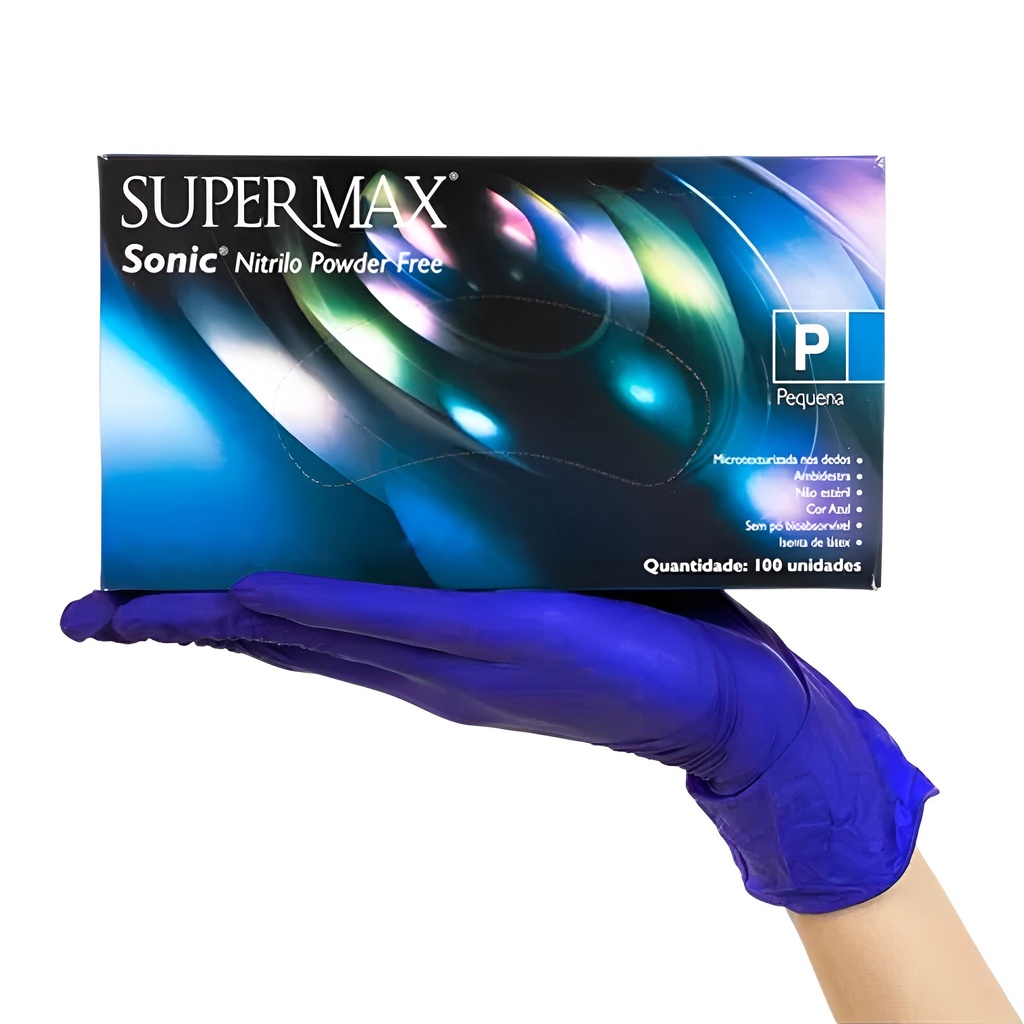 Luva Nitrílica Sonic - 100 Unidades Supermax Para Procedimentos. | Shopee Brasil