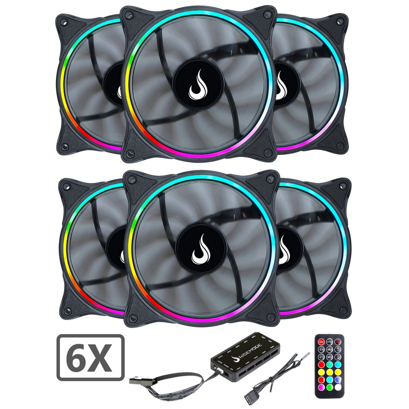 Kit 6 Cooler Fan Laser ARGB 120mm 5V Rise Mode Com Controle | Shopee Brasil