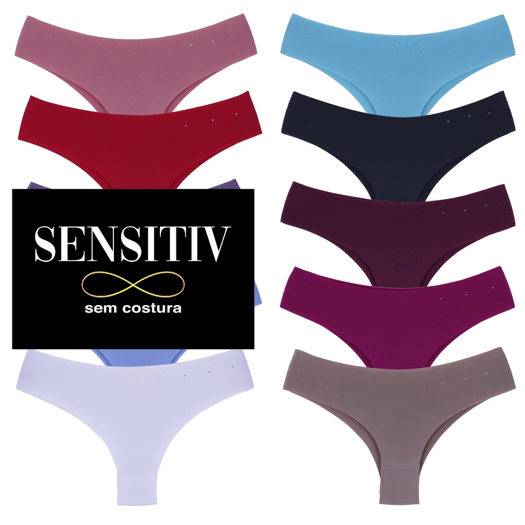 kit com 15 calcinhas tanga sensitiv sem costura corte laser original | Shopee Brasil