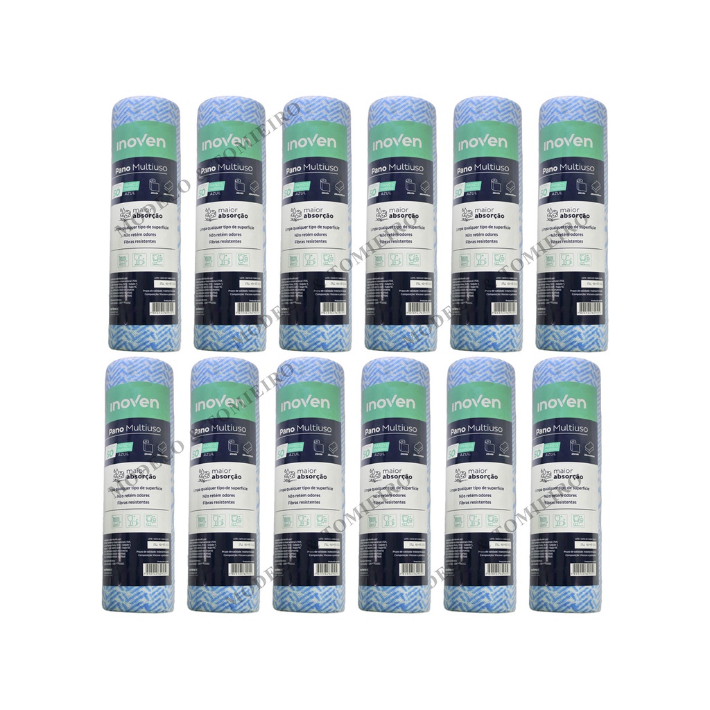 Kit 12 Rolo Pano Multiuso de Limpeza Reutilizável c/ 50und | Shopee Brasil