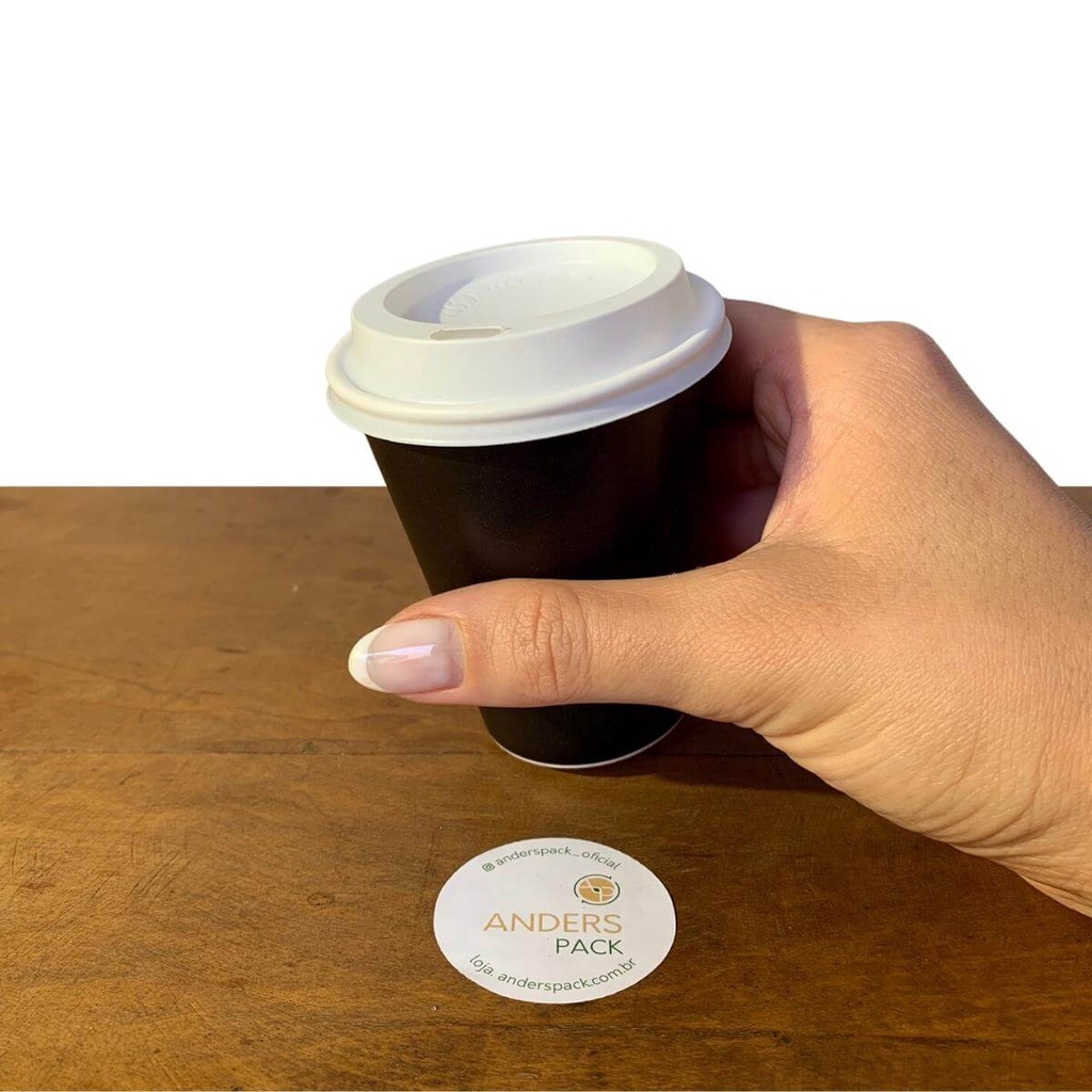 Kit Copo Papel Preto 180/190ml C/ Tampa Bico Branca - 500un | Shopee Brasil