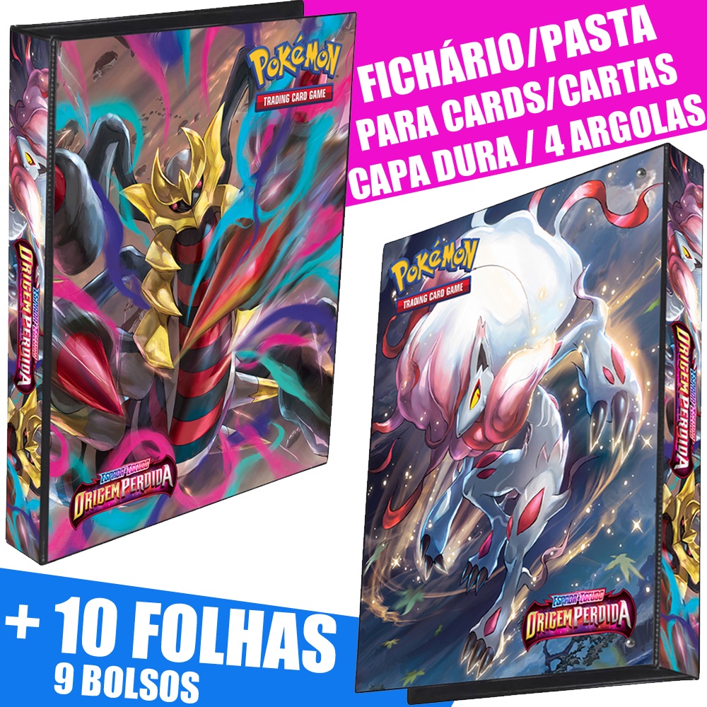 Pasta Fichário Álbum Pokémon Espada e Escudo 11 Origem Perdida Giratina e Zoroark 4 Argolas Capa ...