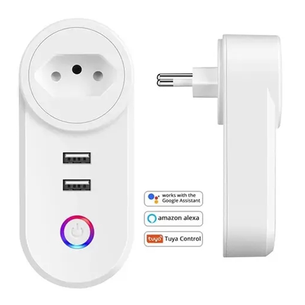 Wi-fi Smart Plug Tomada Inteligente Alexa Duas Entradas USB Google Home ...