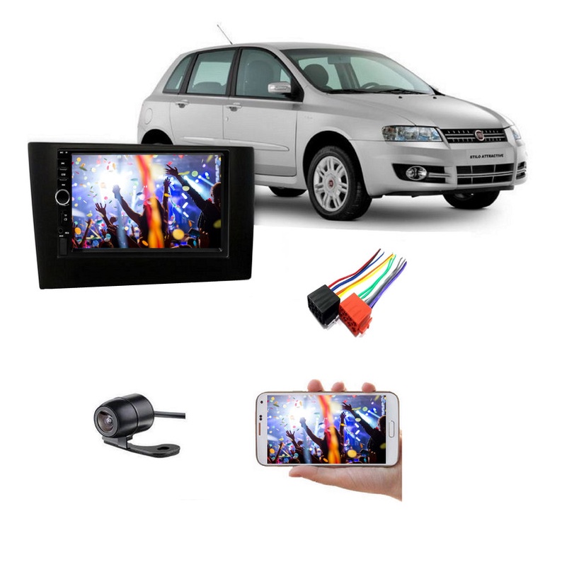 Mp5 Central Multimidia Moldura 2 Din Stilo 2012 + Camera | Shopee Brasil