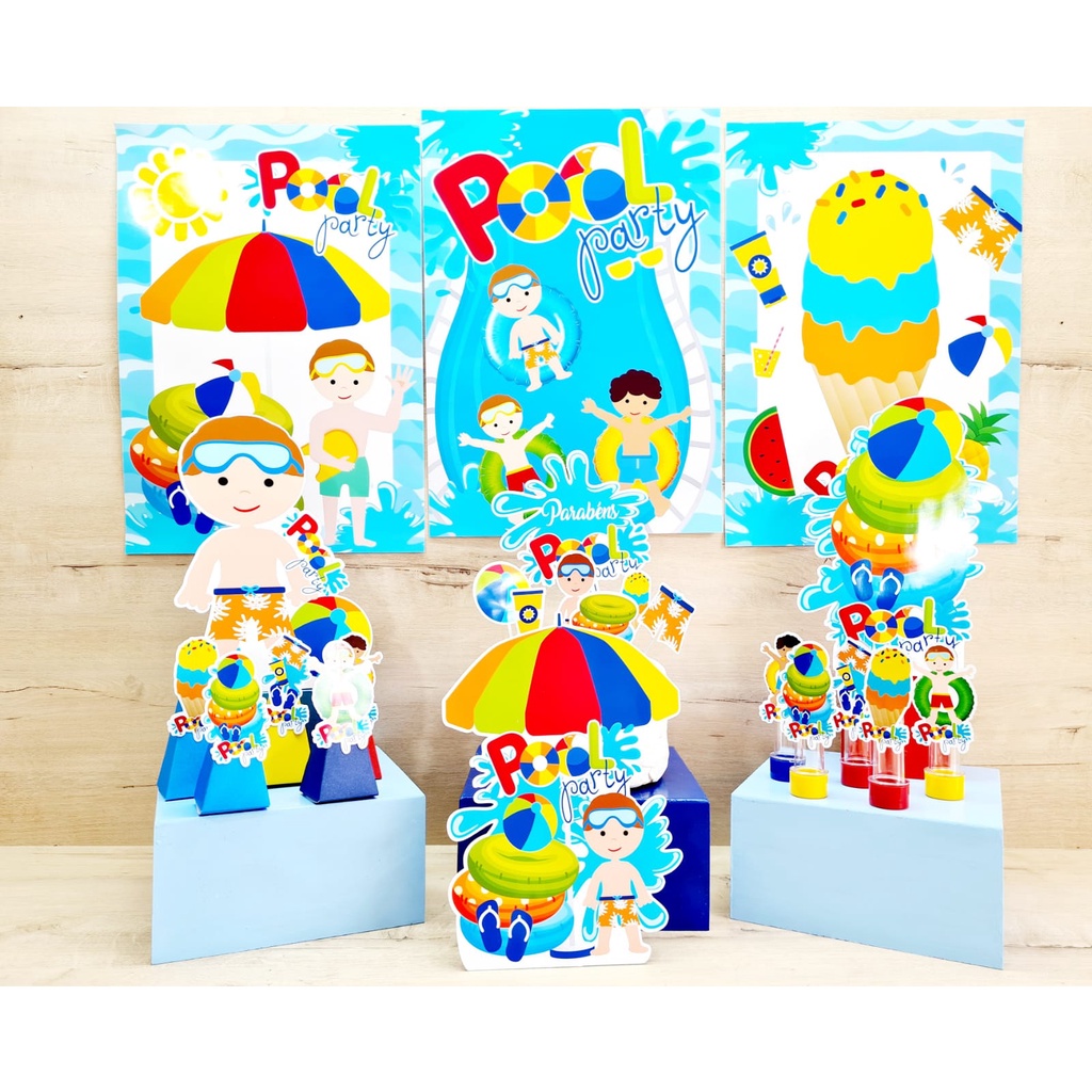 kit festa pool party piscina menino 43- itens | Shopee Brasil