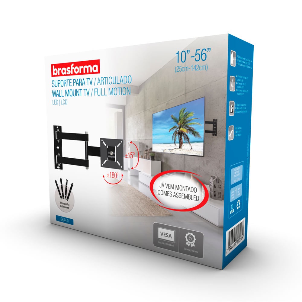 Suporte Articulado de TV Brasforma BRA4.0 10" A 55" | Shopee Brasil