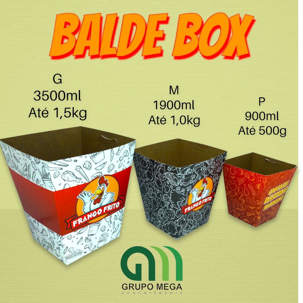 Balde box de papel P :Frango frito/Porções/Delivery/Fast food/Food ...