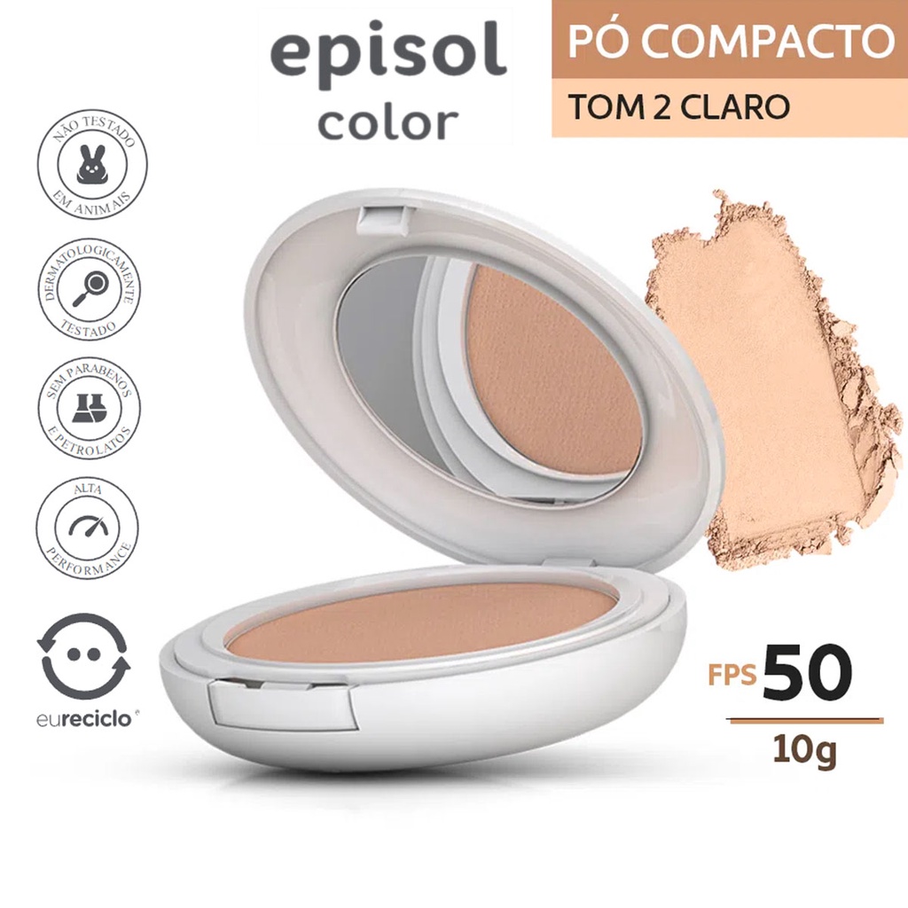 Mantecorp Episol Color Pó Compacto FPS 50 Pele Clara - Protetor Solar ...