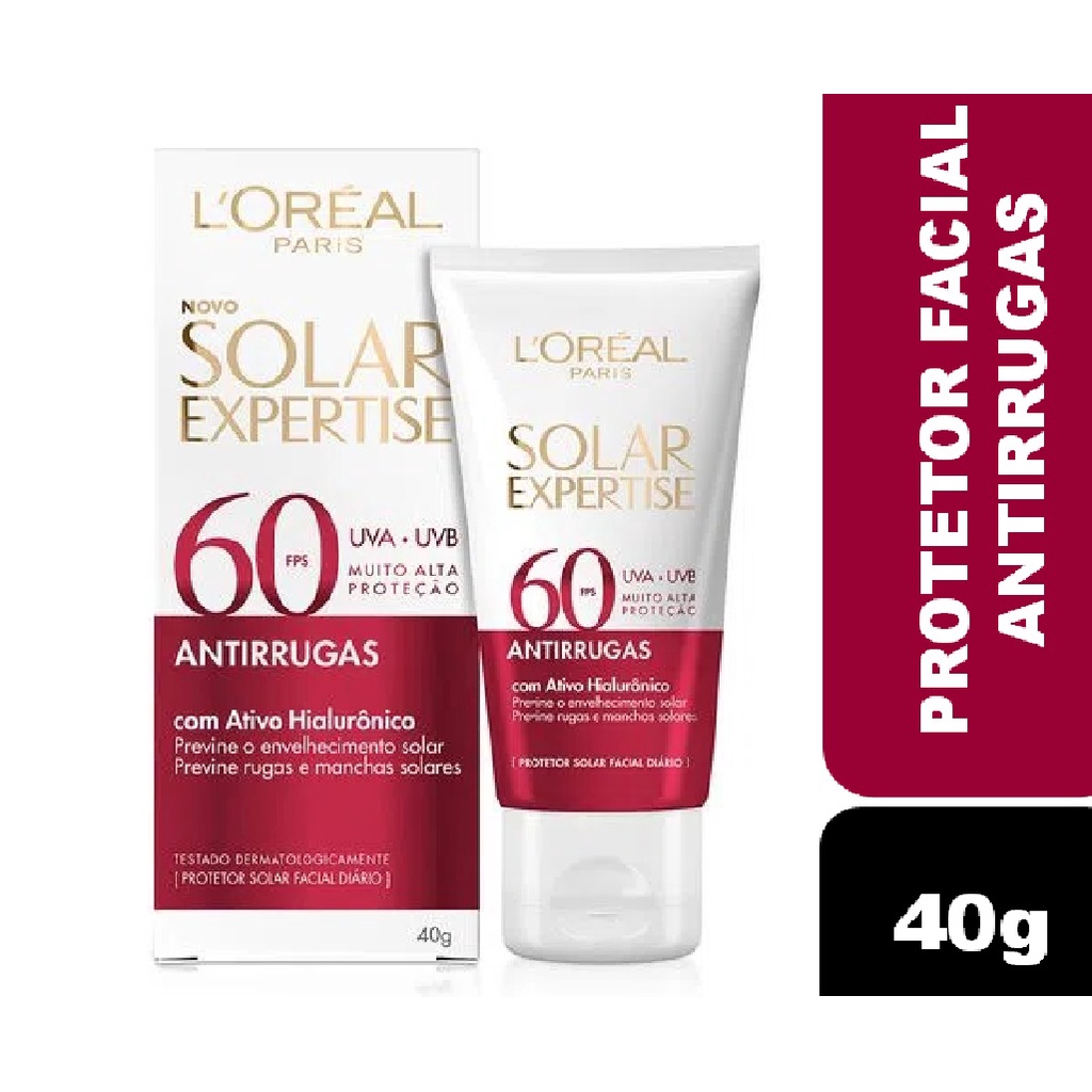 Protetor Solar L'oreal Paris Solar Expertise Facial Antirrugas FPS 60 ...