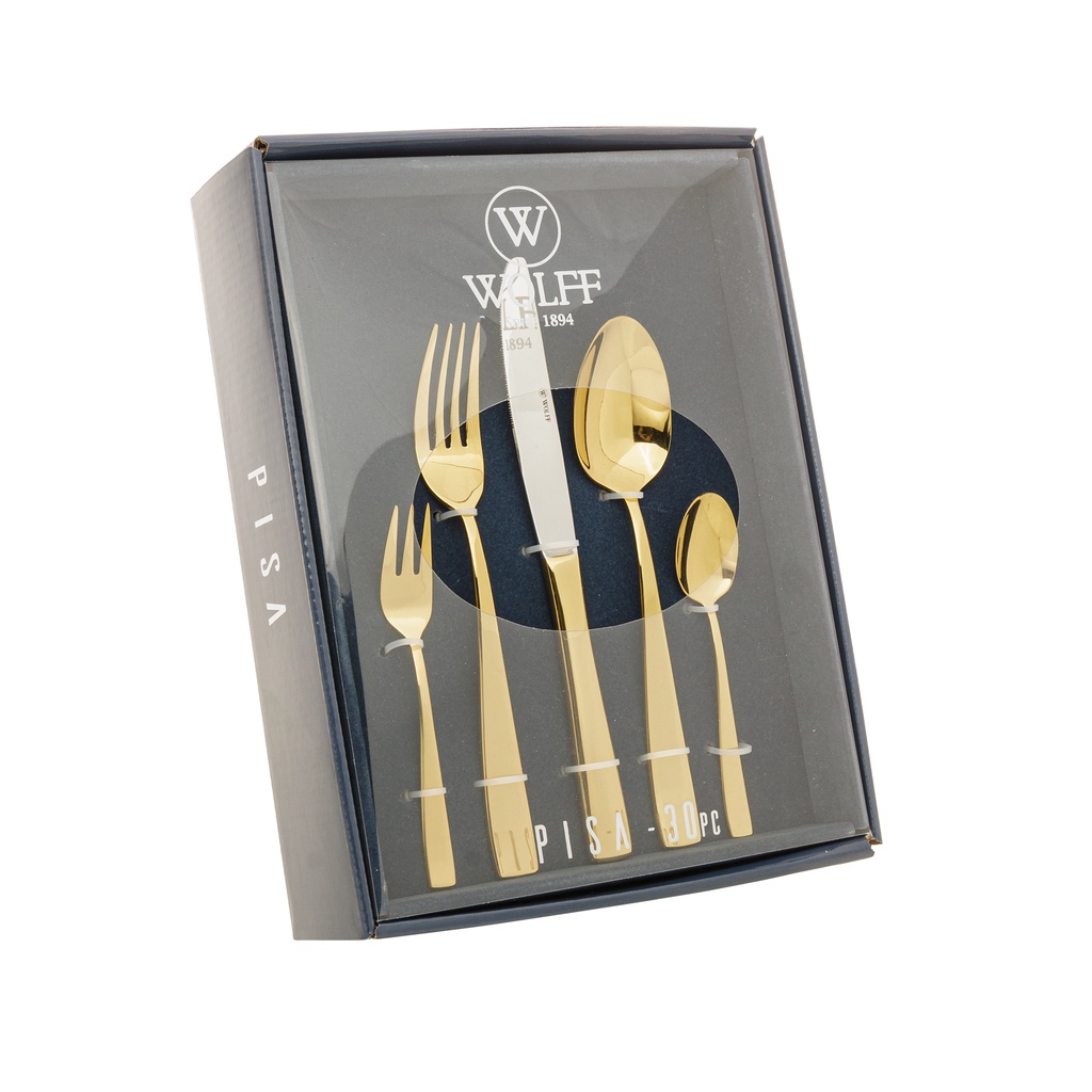 Faqueiro Jogo de Talheres 30 Peças de Aço Inox Pisa Dourado Wolff ...
