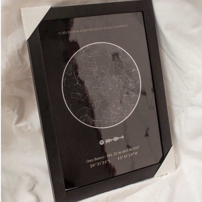 Quadro Mapa das Estrelas - Personalize o seu/ Mapa Estelar / Meu Céu ...