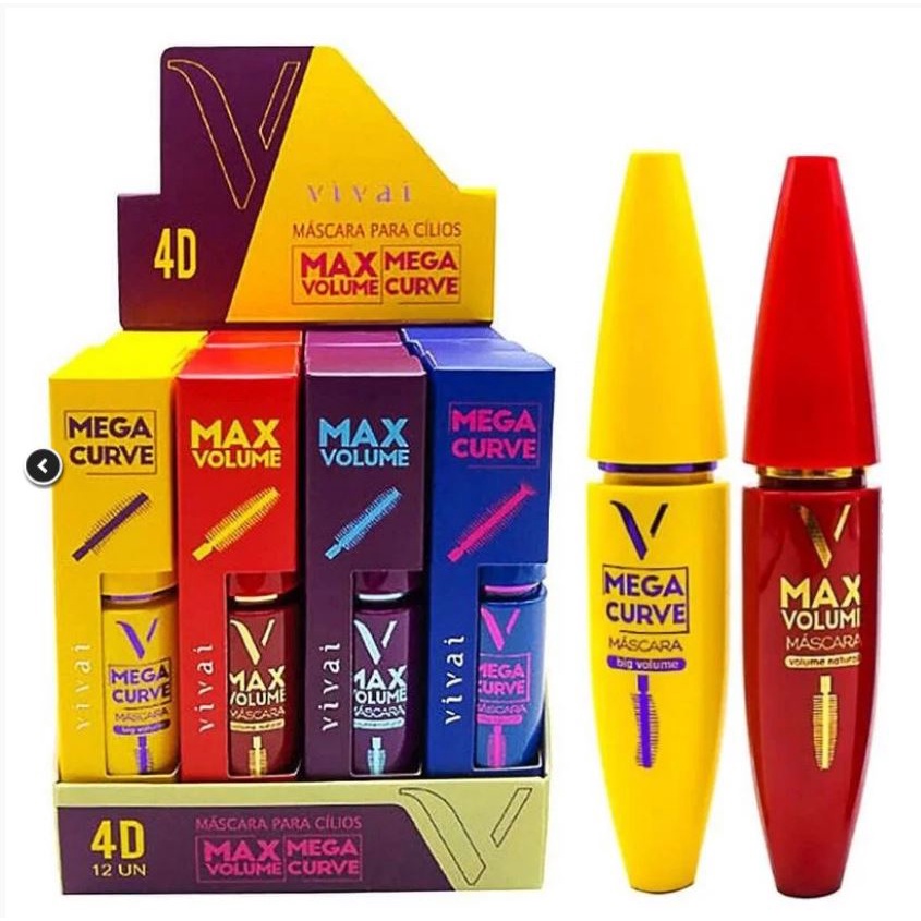 Vivai - Rimel Máscara para Cílios 4D Max Volume e Mega Curve 2188 | Shopee Brasil