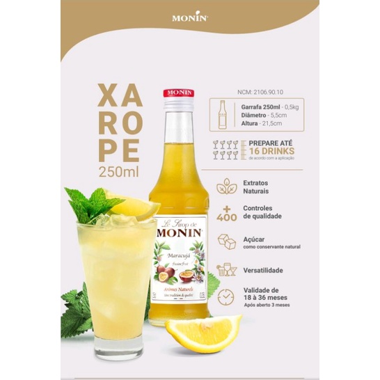 Xarope Monin Mini 250 ml | Shopee Brasil