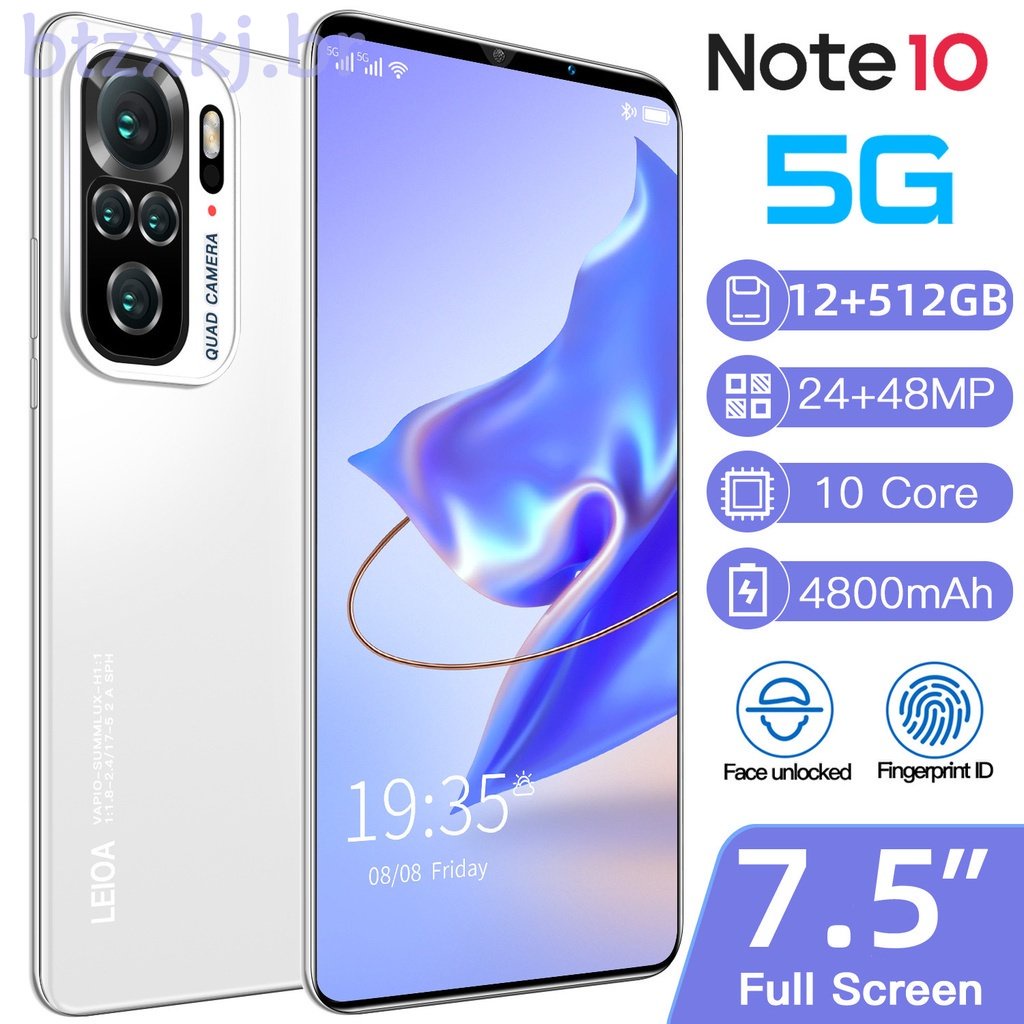 Btzxkkj.br Smartphone Nota10 Telefone Celular De Tela Grande De 6,8 Polegadas 8GB Teclado 256GB ...
