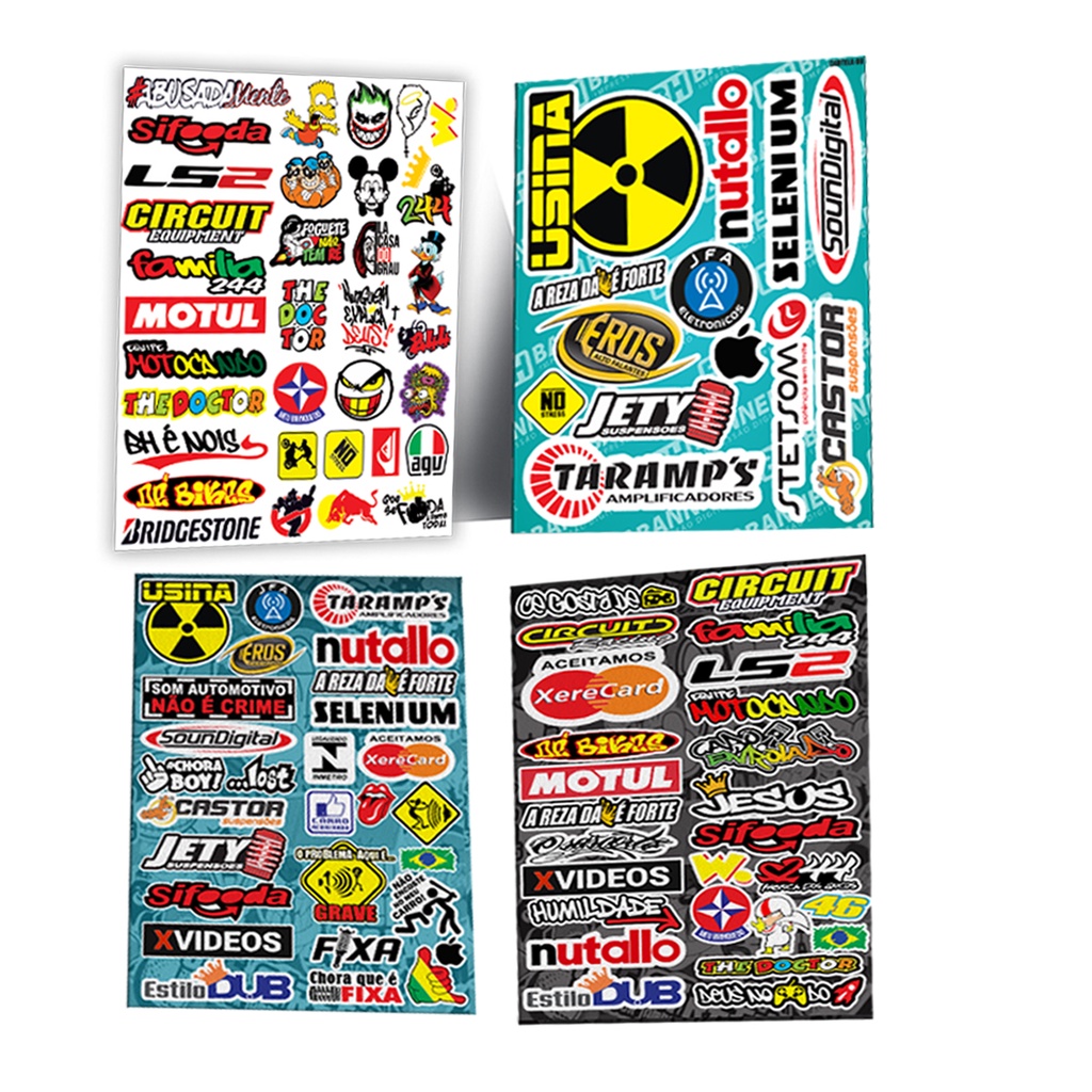 Kit 100 Adesivos Cartela Para Carro Som Automotivo Rebaixado Moto 244 Variados | Shopee Brasil
