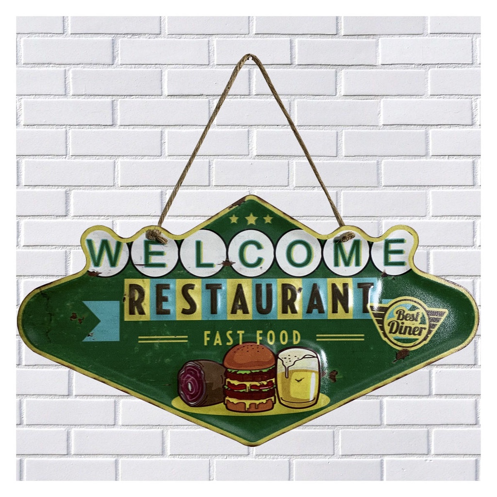 Placa Metal Decorativa Welcome Fast Food Alto Relevo 40x22cm | Shopee ...