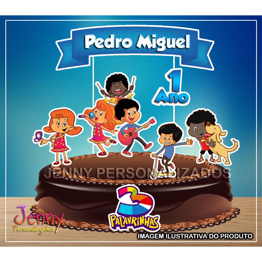 topo topper de bolo personalizado 3 palavrinhas | Shopee Brasil