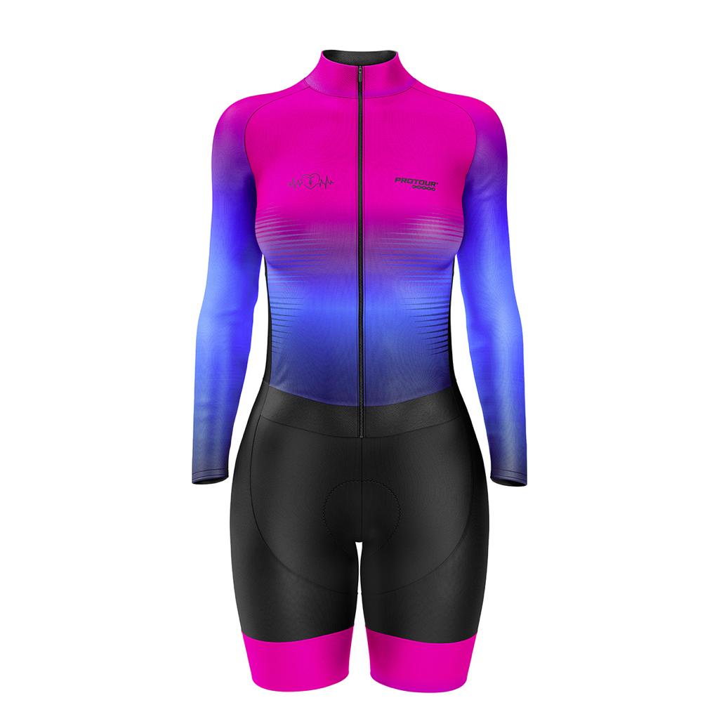 Macaquinho Ciclismo Feminino Manga Longa Pro Tour Espinhos Forro em Gel | Shopee Brasil