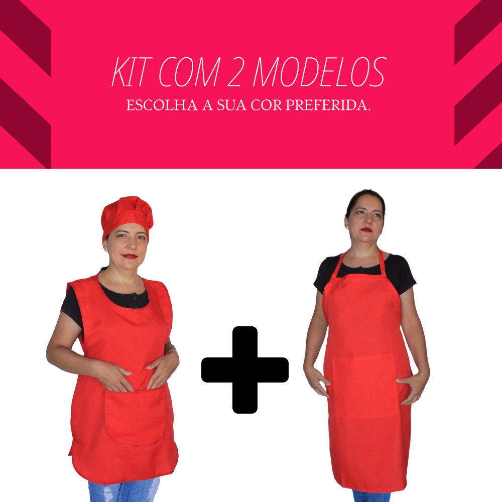 Avental /kit com 2 modelos / Bata Uniforme Feminino Com Touca + avental ...