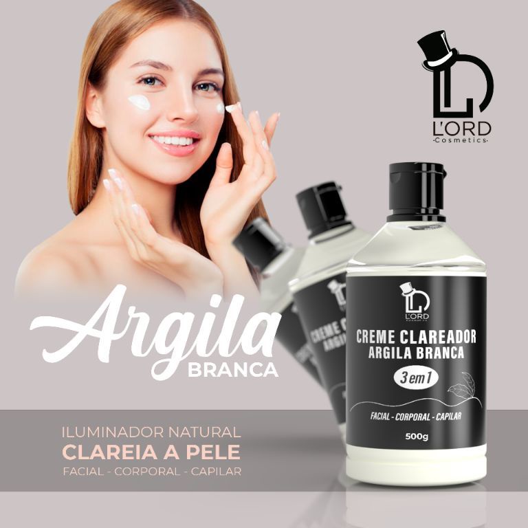creme clareador argila branca 3 em 1. facial, corporal, capilar. 200 gramas. | Shopee Brasil