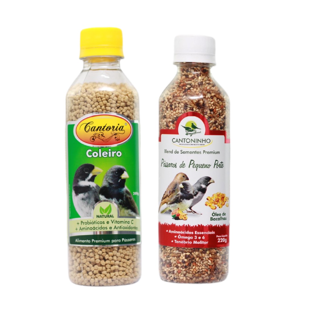 Kit Linha Natural Cantoria e Blend Bacalhau Cantoninho - Coleiro e Papa-Capim 200g/220g (2 unid ...