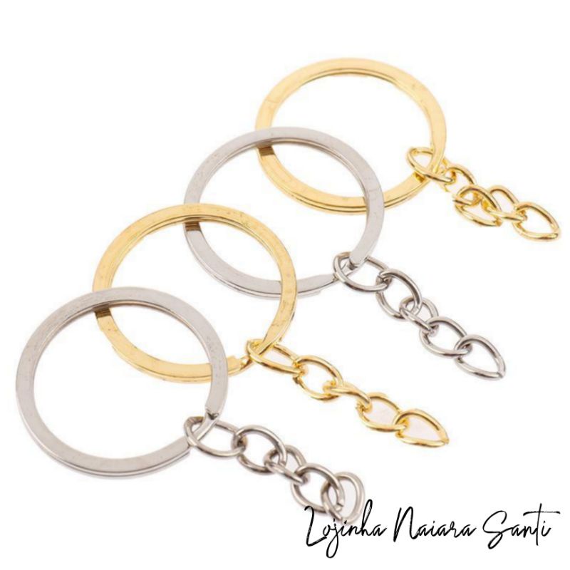 Argola para chaveiro italiana com corrente, 28mm + elo - Kit com 05 ...