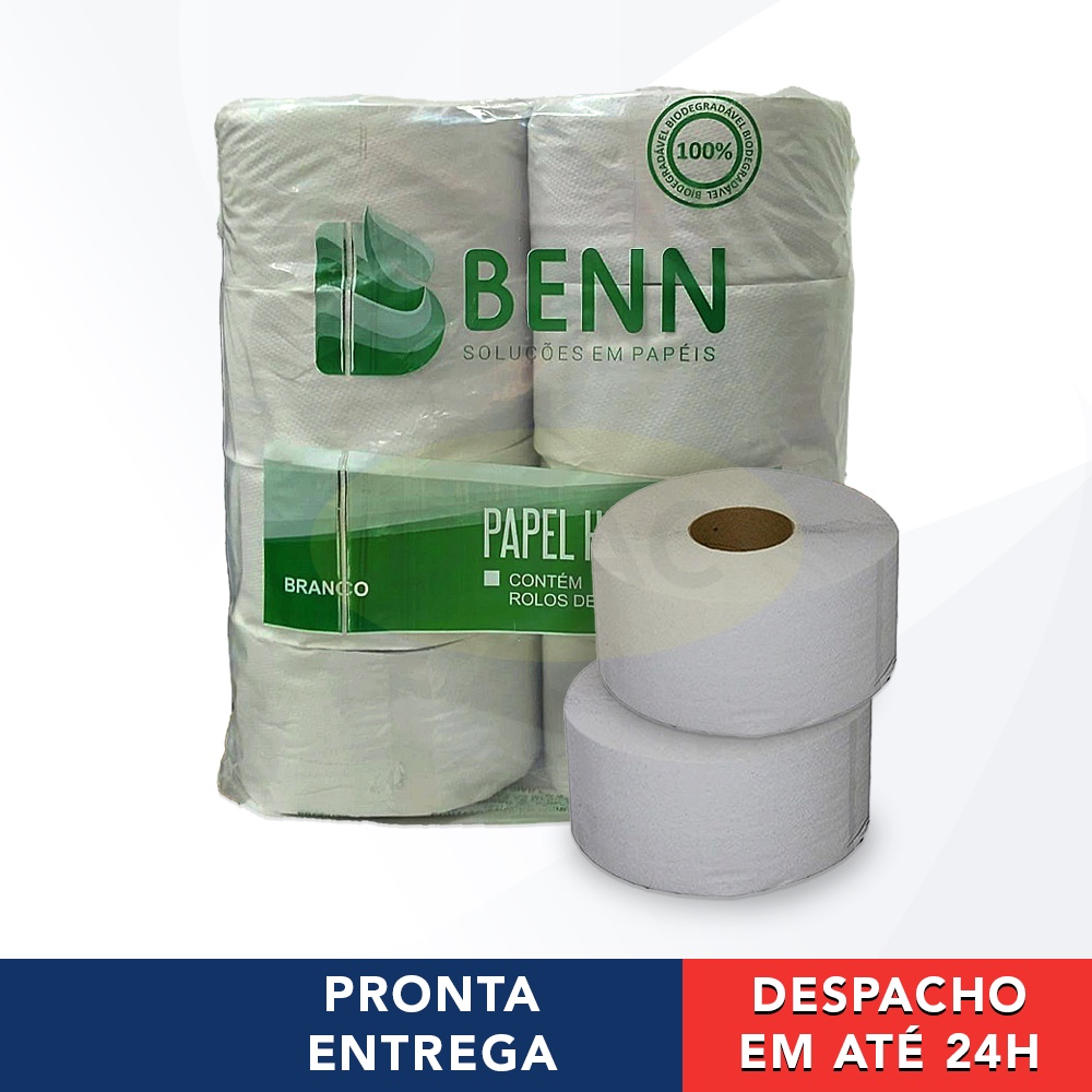 Fardo Papel Higiênico Com 8 Rolos Branco Biodegradável 9x300m - Benn ...