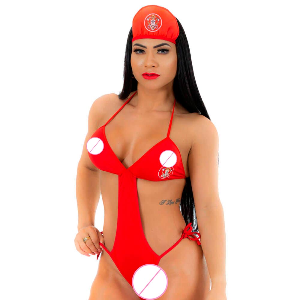 Fantasia Body Mini Bombeira Vermelho - Lingerie Pimenta Sexy | Shopee Brasil