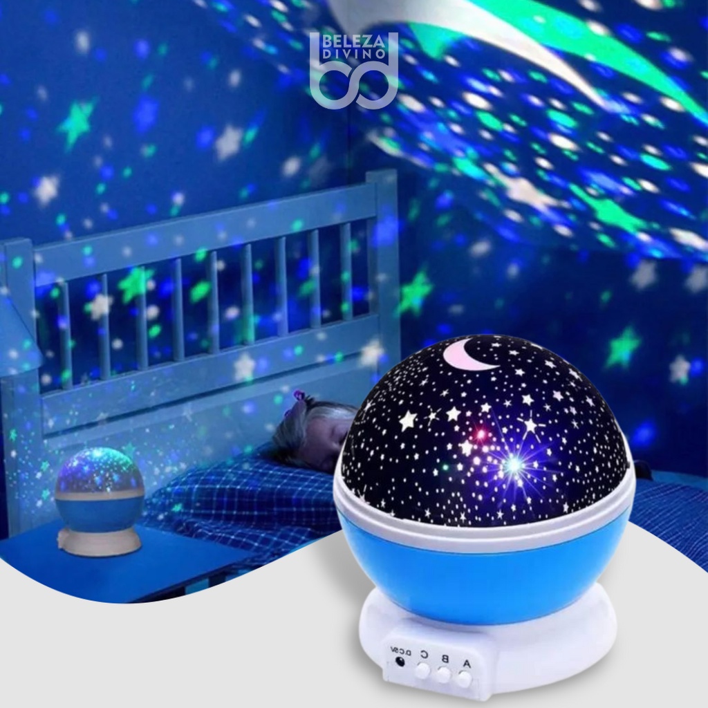 Luminária Abajur Projetor Estrelas Galaxy Star Master Quarto Sala ...