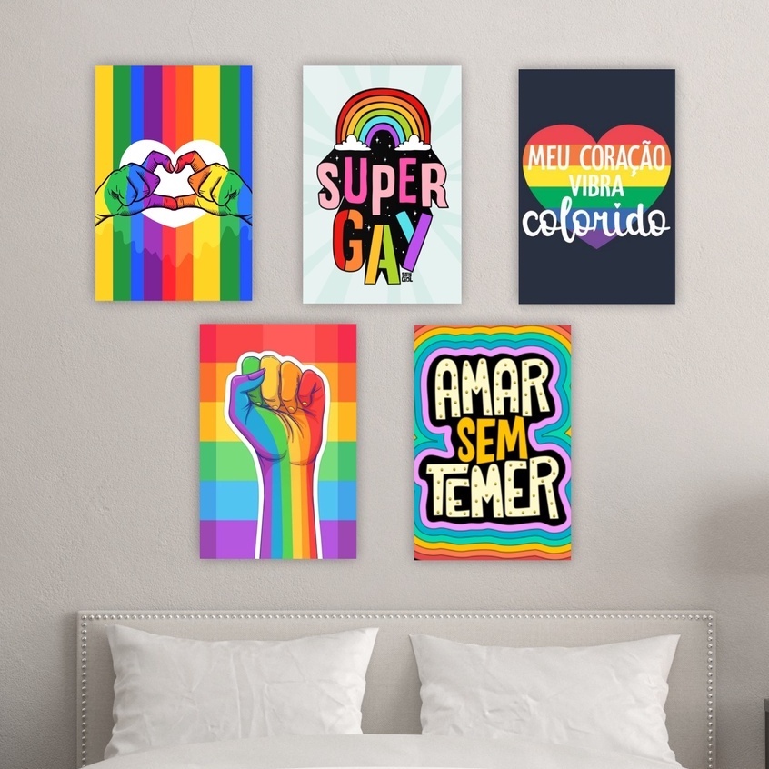 Kit 5 Placas Decorativas em MDF LGBT LGBTQIAP+ Quadro para Decoração ...