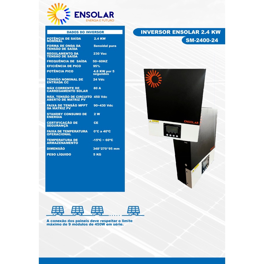 Inversor Off Grid Ensolar 2,4kw 220vac/24vdc 80a Mppt Solar | Shopee Brasil