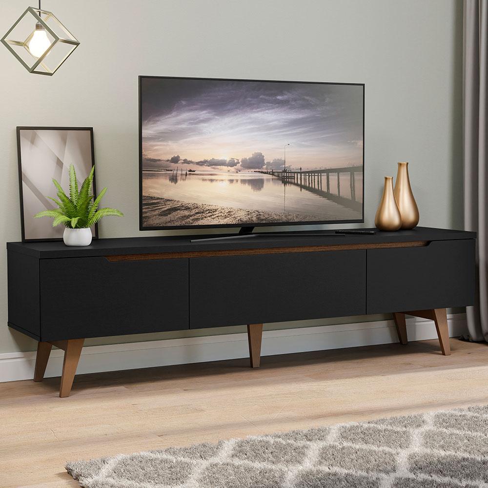 Rack para TV até 75 Polegadas Madesa Reims 2 Portas 1 Gaveta - Preto ...