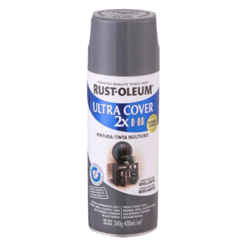 Tinta Spray Uso Geral Ultra Cover 2x Rust Oleum 430ml Cinza Escuro Brilhante | Shopee Brasil